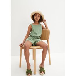 bonprix Kinder bonprix Jumpsuit bequemer Schnitt, elastische Taille mit Kordelzug, &auml;rmellos gr&uuml;n 152/158, N-Gr