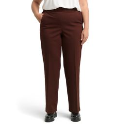 Tom Tailor Plus Damen Tom Tailor PLUS Bundfaltenhose mit elastischem Gummizug braun 54, N-Gr