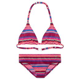 Buffalo M&auml;dchen Triangel-Bikini &raquo;Lux Kids&laquo; mit abstraktem Druck rot 134/140, N-Gr