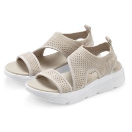Lascana Damen Lascana Sandale &raquo;Sommerschuh&laquo; Sandalette, Sommerschuh aus elastischem Textil besonders leicht VEGAN beige 42