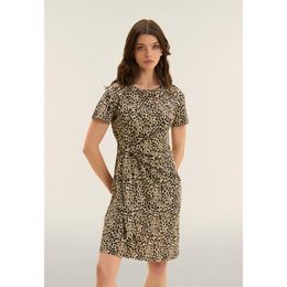 Freddy Damen Jerseykleid &raquo;Jersey Cotton Dress&laquo; mit Raffung am Bauch, Leoprint M, N-Gr