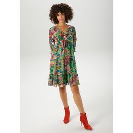 Aniston Casual Damen Aniston CASUAL Tunikakleid mit fantasievollem, grafischen Blumendruck rot 38, N-Gr