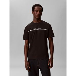 Calvin Klein Herren T-Shirt Rundhalsausschnitt, Regular Fit, Logoschriftzug S