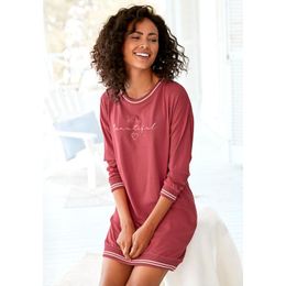 Vivance Dreams By Lascana Damen Vivance Dreams by Lascana Nachthemd mit Ripp-Abschl&uuml;ssen rot 32/34, N-Gr