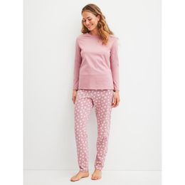 Calida Damen Calida Schlafanzug &raquo;Cotton Special&laquo; 2 tlg. Langarm, bequem, Baumwolle, Rundhals-Ausschnitt lila L (48/50)