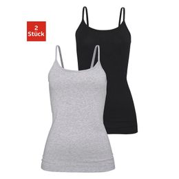 H.I.S. H.I.S Damen Unterhemd 2er-Pack, aus elastischer Baumwoll-Qualit&auml;t, Spaghettitr&auml;ger-Top, Unterziehshirt grau 32/34, N-Gr