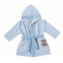 Egeria Babybademantel &raquo;Teddy Bear&laquo; 1 Stk. mit Kapuze und kleiner Stickerei, Organic Cotton blau Walkfrottee 92 L: 53cm