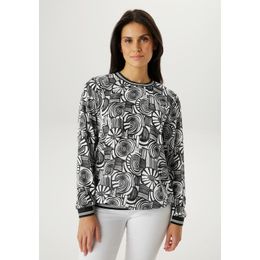 Aniston Selected Damen Aniston SELECTED Shirtbluse mit gestreiften B&uuml;ndchen und Retro-Muster schwarz-wei&szlig; 36