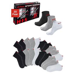 H.I.S. H.I.S Damen Kurzsocken &raquo;Sportsocken Tennissocken Damen Herren&laquo; Box, 20 Stk. tlg. und Sneakersocken mit Frottee in einer Gro&szlig;packung schwarz-wei&szlig; 39-42