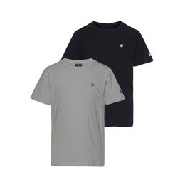 Champion Jungen T-Shirt Packung, 2 Stk. 2er-Pack, Kurzarm, mit Rundhalsausschnitt, aus Baumwolle schwarz S (128/134)