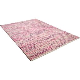 Tom Tailor HOME Wollteppich &raquo;Diamond, handgekn&uuml;pft&laquo; rechteckig 8 mm H&ouml;he reine Wolle, Flachgewebe, Wohnzimmer lila Baumwolle, Schurwolle B : 65cm 1 