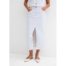 bonprix Damen bonprix Jeansrock gerade Passform, mit Elasthan-Anteil, aus Baumwollmaterial, Midi-L&auml;nge 46