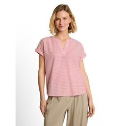 Tom Tailor Damen Tom Tailor Druckbluse Sommer-Tunika mit feinen Streifen und Punkten rosa 40