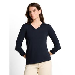 Tom Tailor Damen Tom Tailor Langarmshirt &raquo;Regular&laquo; mit V-Ausschnitt blau XL