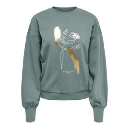 Only Damen Only Sweatshirt &raquo;ONLBROOKY L/S PRINT UB CS SWT&laquo;, Baumwollmischung, regular fit gr&uuml;n XL
