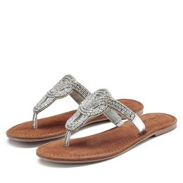 Lascana Damen Lascana Zehentrenner &raquo;Sandale, Pantolette, Sommerschuh,&laquo; mit Zierperlen und softer Lederinnensohle silber 41