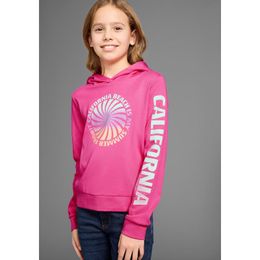 Kidsworld M&auml;dchen Kidsworld Kapuzenshirt &raquo;, Langarmshirt mit &Auml;rmelprint&laquo; Langarm, gerade Passform, mit coolem Aufdruck pink 176/182