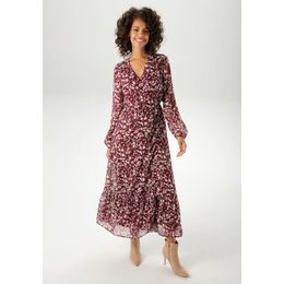 Aniston Casual Damen Aniston CASUAL Wickelkleid mit grafischen Blumendruck - jedes Teil ein Unikat bunt 38, N-Gr