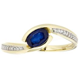 Firetti Damen Goldring &raquo;Schmuck Geschenk Gold 333 Damenring Goldring Edelstein Farbstein&laquo; mit Saphir - mit Brillanten blau 19, 0,02 P2 = erkennbare 