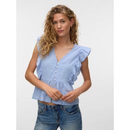 V&eacute;ro Moda Vero Moda Damen R&uuml;schenbluse &raquo;VMVIDO SL TAPE TOP WVN&laquo; Baumwollmischung blau XS