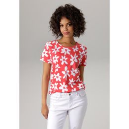 Aniston Casual Damen Aniston CASUAL T-Shirt allover mit bunten Bl&uuml;ten bedruckt rot 40