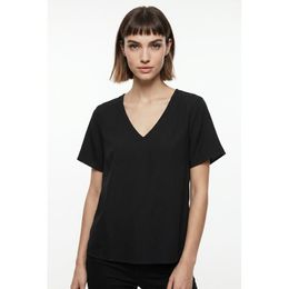 V&eacute;ro Moda Vero Moda Damen Blusenshirt &raquo;VMMYMILO S/S V-NECK TOP WVN GA&laquo; mit klassischem Schnitt schwarz M