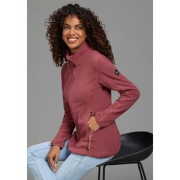 Polarino Damen Fleecejacke ohne Kapuze sportlicher Stil, bequemer Schnitt, mit Rei&szlig;verschluss, ohne Kapuze rot 44