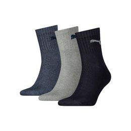 Puma Damen Puma Sportsocken &raquo;short crew&laquo; 3 Stk. tlg. gepolsterte Frottee-Sohle, atmungsaktiv blau 43-46