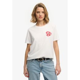 Superdry Damen T-Shirt &raquo;SD&CO NEON RELAXED TEE&laquo; aus Baumwolle, Relaxed Fit, gerader Abschluss, normale L&auml;nge, Rundhals wei&szlig; M