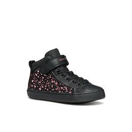 Geox M&auml;dchen Sneaker &raquo;J KALISPERA GIRL&laquo; Schn&uuml;rboots, Glitzerschuh mit Gummizug, Gr&ouml;&szlig;enschablone zum Download schwarz 25