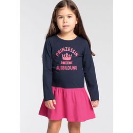 Kidsworld M&auml;dchen Kidsworld Jerseykleid &raquo;PRINZESSIN IN AUSBILDUNG&laquo; festliche Anl&auml;sse, kniefreies Kleid, eleganter Stil blau 104/110, N-Gr