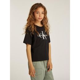 Calvin Klein Jeans M&auml;dchen Rundhalsshirt &raquo;MONOLOGO GLITTER SS T-SHIRT&laquo; f&uuml;r Kinder bis 16 Jahre mit Logoschriftzug schwarz 8 (128)