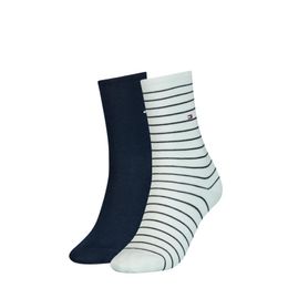 Tommy Hilfiger Damen Socken &raquo;TH WOMEN SOCK 2P SMALL STRIPE&laquo; 2 Paar, 2 Stk. tlg. mit schmalem Rippenb&uuml;ndchen, meliert, gestreift wei&szlig; 39-42