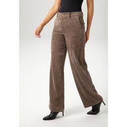 Aniston Casual Damen Aniston CASUAL Cordhose mit trendigem, weiten Bein braun 34, N-Gr