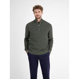 Lerros Herren Lerros Strickpullover mit Troyer-Rei&szlig;verschluss, Stehkragen gr&uuml;n L