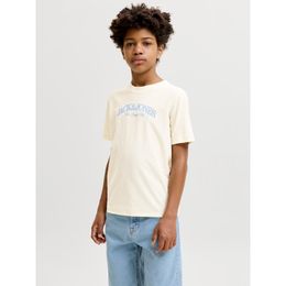 Jack & Jones Jack & Jones Junior Kinder T-Shirt &raquo;JORCASSIS BRANDING TEE SS CREW NECK JNR&laquo; Baumwolle, normal geschnitten beige 164