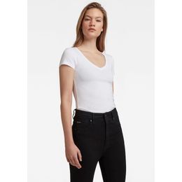 G-Star Raw G-Star Damen G-STAR V-Shirt &raquo;Base v t wmn cap sl&laquo; mit kleinem Logodruck vorne wei&szlig; XL