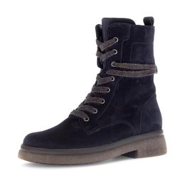 Gabor Damen Schn&uuml;rboots , Blockabsatz, Schn&uuml;rstiefelette mit Innenrei&szlig;verschluss, G-Weite blau 42