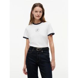 Tommy Hilfiger Damen Kurzarmshirt &raquo;TH ROUNDAL REG C-NK SS TEE&laquo; mit kontrastfarbenen B&uuml;ndchen S (36/38)