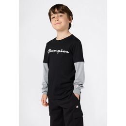 Champion Jungen Langarmshirt &raquo;SPORTWEAR LONG SLEEVE Standard Fit&laquo; f&uuml;r Kinder, mit Rundhalsausschnitt, aus Baumwolle, normale L&auml;nge schwarz XXL (176)