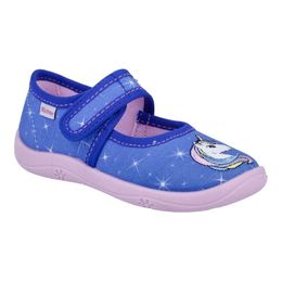 Richter M&auml;dchen Hausschuh &raquo;Mia WMS: Mittel&laquo; Kindergartenschuhe mit WMS, Gr&ouml;&szlig;enschablone zum Download blau 33