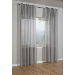 Gardine &raquo;Schal Leinenoptik&laquo; Schlaufen 1 Stk. tlg. mit Gardinenband und verdeckten Schlaufen grau Polyester 245cm, Schlaufen, 140cm