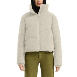 Qs Damen QS Steppjacke ohne Kapuze kurz, aus Cord und mit Stehkragen beige XXL