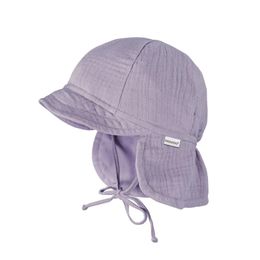 MaxiMo Jungen MaxiMo Schirmm&uuml;tze Musselin, Nackenschutz, Bindeband, Unisex, UV-Schutz lila 49