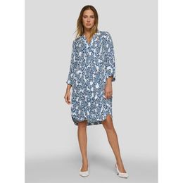 Rabe Damen Druckkleid Eingrifftaschen mit floralem Allover-Print blau 50, N-Gr