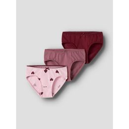 name it M&auml;dchen Slip &raquo;NMFBRIEFS 3P CUTIE HEART&laquo; Packung, 3 Stk. Baumwollmischung, 2x uni und 1x bedruckt im Set rosa 98, 3 Stk.