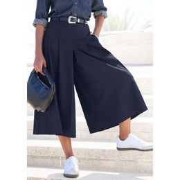 Lascana Damen Lascana Hosenrock &raquo;mit extra weitem Bein und modischen Bundfalten&laquo; weite Anzughose Sommer, sommerliche Eleganz, Business chic blau 38
