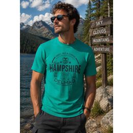 Delmao Herren DELMAO T-Shirt Kurzarm, l&auml;ssige Passform, mit peppigem Print, aus Baumwolle gr&uuml;n M (48/50)