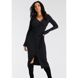 Bruno Banani Damen Strickkleid wadenlang, elegant und feminin, aus Viskosemischung schwarz 44, N-Gr