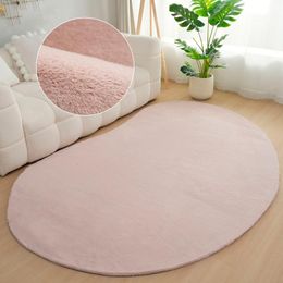 Bruno Banani Hochflor-Teppich &raquo;Rabbit 2 Bean, Kunstfell Teppich, Modern, besondere Form&laquo; U-f&ouml;rmig 25 mm H&ouml;he Kaninchenfell-Haptik, Microfaser, Wohnzimmer, 